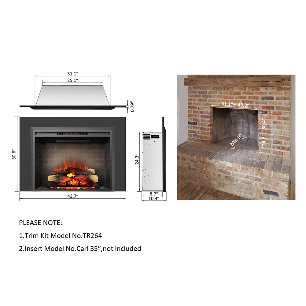 Trim Kit TR264 for LegendFlame® 35” Fireplace Insert (EF264) – Legend ...